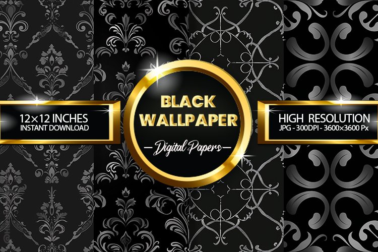 Black Wallpaper Digital Papers - 04 Variations (3758032)
