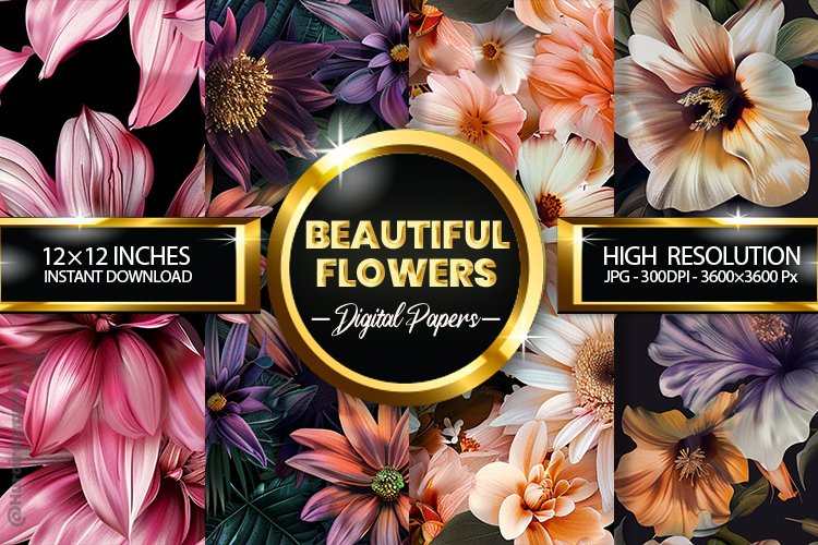 Beautiful Flowers Digital Papers - 04 Variations (3757889)
