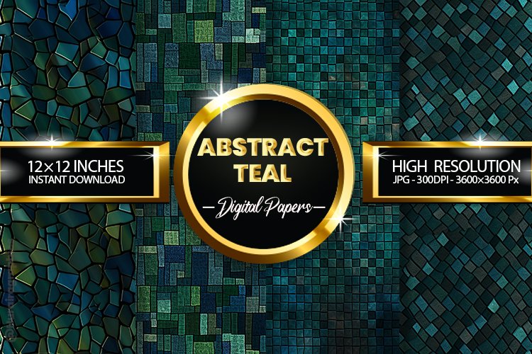 Abstract Teal Digital Papers - 04 Variations (3753164)