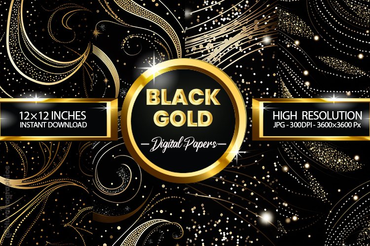 Black Gold Digital Papers - 04 Variations (3757952)