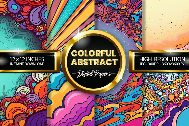 Colorful Abstract Digital Papers - 04 Variations (3512525)