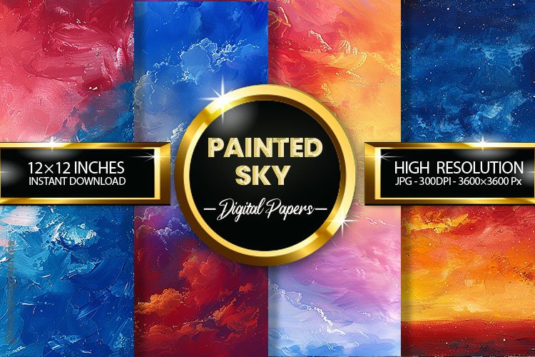 Painted Sky Digital Papers - 04 variations (4032239)