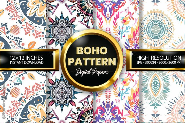 Boho Pattern Digital Papers - 04 Variations (3969579)
