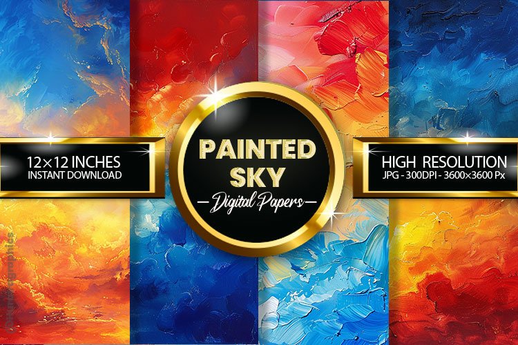 Painted Sky Digital Papers - 04 variations (4032271)