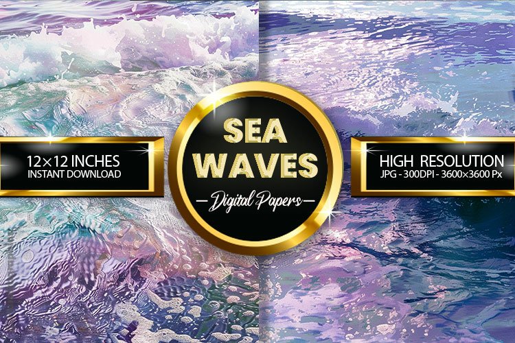 Sea Waves Digital Papers - 02 Variations