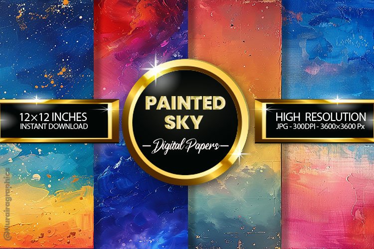 Painted Sky Digital Papers - 04 variations (4032254)