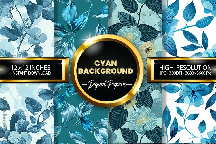 Cyan Background Digital Papers - 04 variations (3990578)