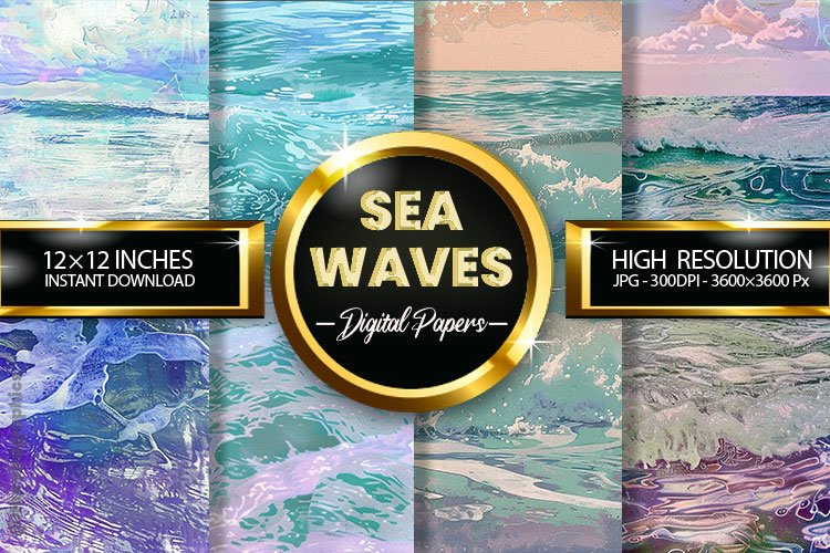 Sea Waves Digital Papers - 04 Variations (4068187)