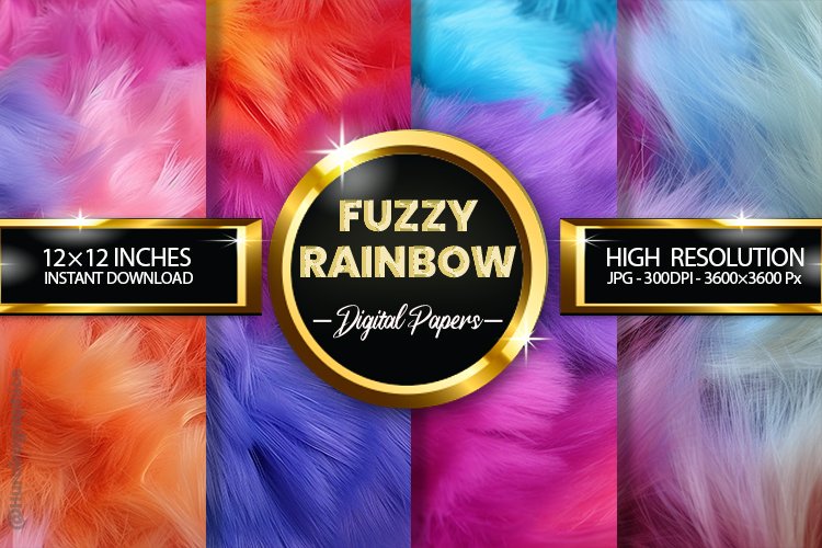 Fuzzy Rainbow Digital Papers - 04 variations (4026235)