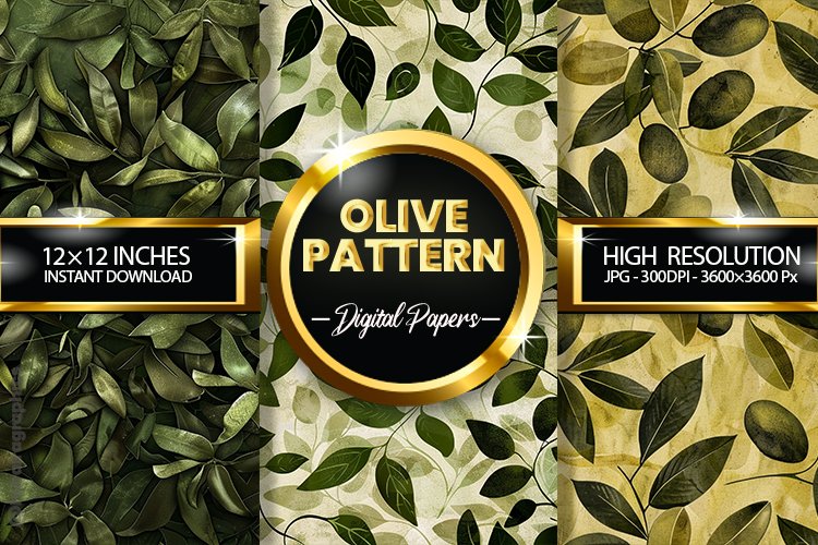 Olive Pattern Digital Papers - 03 variations (4032000)