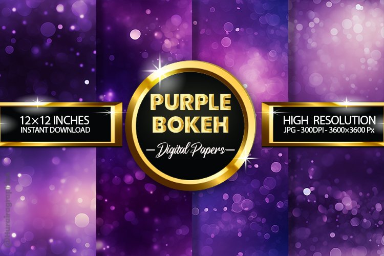 Purple Bokeh Digital Papers - 04 Variations (3806921)