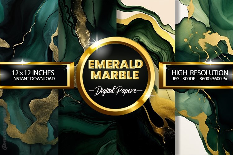 Emerald Marble Digital Papers - 04 Variations (3518717)