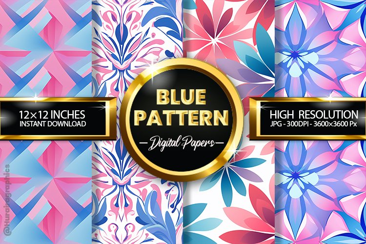 Blue Pattern Digital Papers - 04 Variations (3523480)