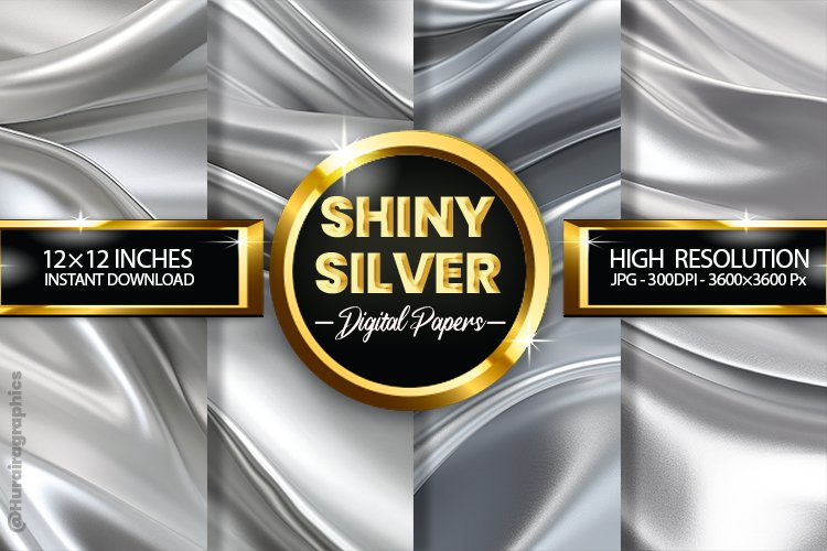 Shiny Silver Digital Papers - 04 Variations (3807260)