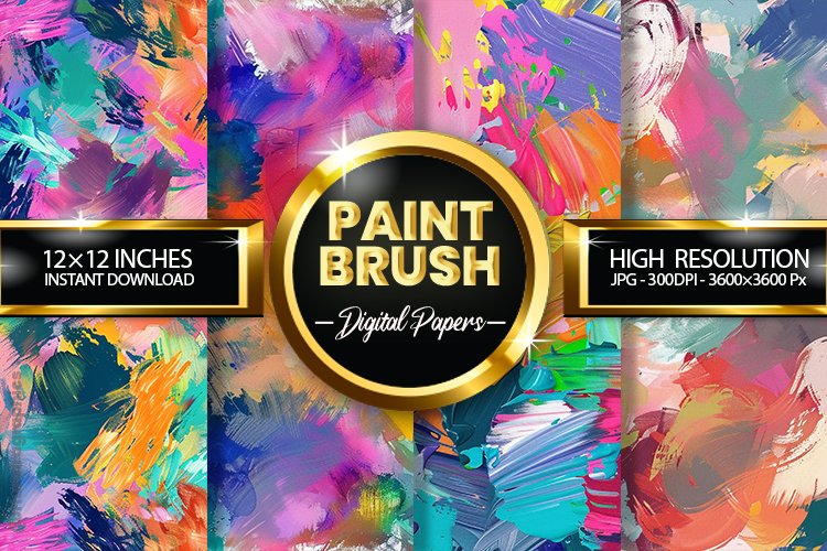 Paint Brush Digital Papers - 04 variations (4032137)