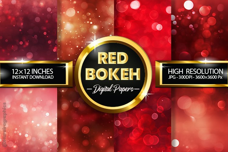 Red Bokeh Digital Papers - 04 Variations (3807217)