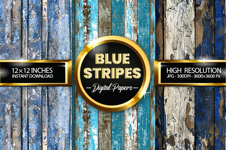 Blue Stripes Digital Papers - 03 Variations