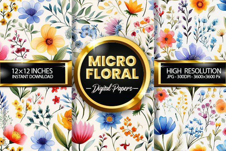 Micro Floral Digital Papers - 03 Variations (4021069)