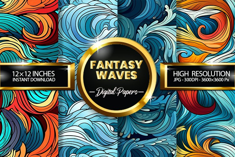 Fantasy Waves Digital Papers - 04 Variations (3518977)