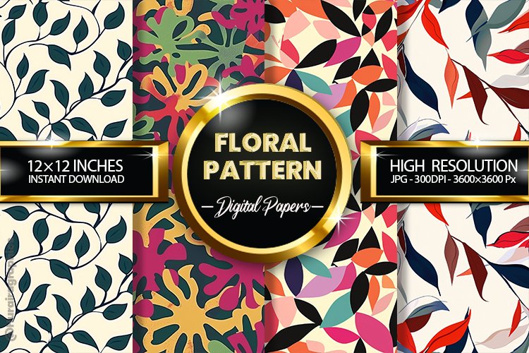 Floral Pattern Digital Papers - 04 variations (4026061)