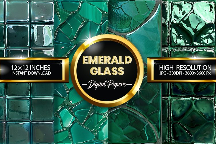 Emerald Glass Digital Papers - 04 variations (4026707)