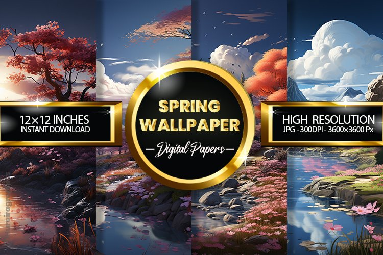 Spring Wallpaper Digital Papers - 04 Variations (3596772)