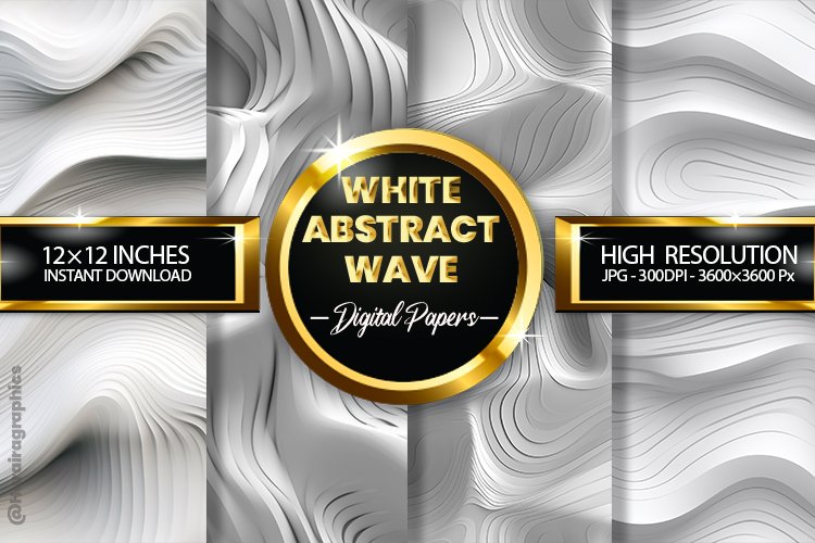 White Abstract Wave Digital Papers - 04 Variations (3654668)