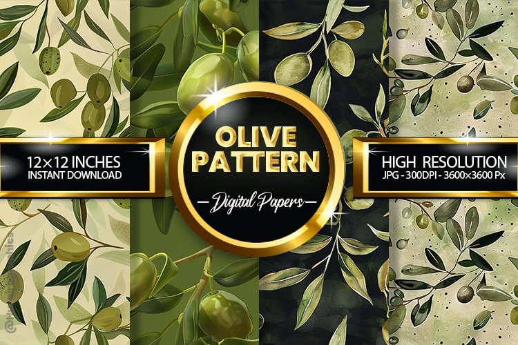 Olive Pattern Digital Papers - 04 variations (4031976)