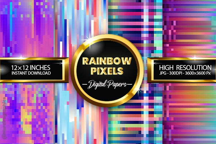 Rainbow Pixels Digital Papers - 04 Variations (3588966)