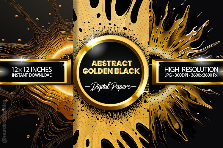 Abstract Golden Black Digital Papers - 03 Variations