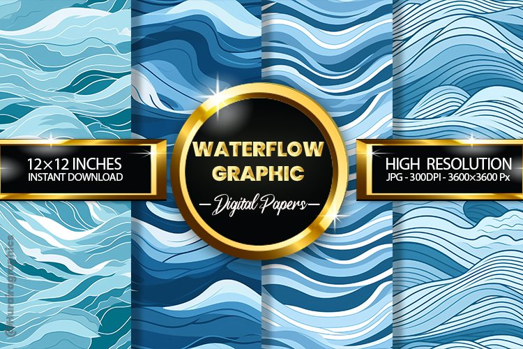 Waterflow Graphic Digital Papers - 04 Variations