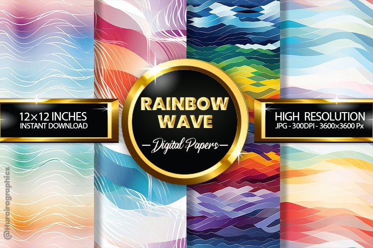 Rainbow Wave Digital Papers - 04 Variations (3589028)