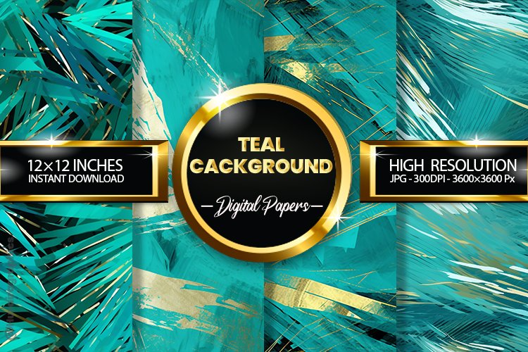 Teal Cackground Digital Papers - 04 Variations (3596902)