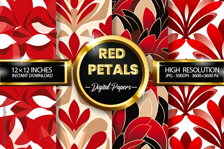 Red Petals Digital Papers - 04 Variations (3589174)