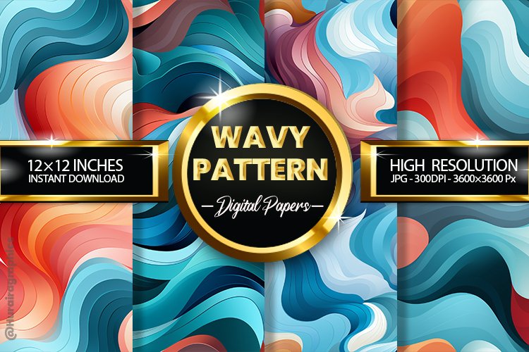 Wavy Pattern Digital Papers - 04 Variations (3654601)