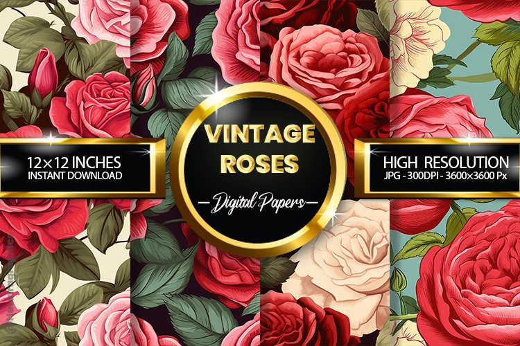 Vintage Roses Digital Papers - 04 Variations