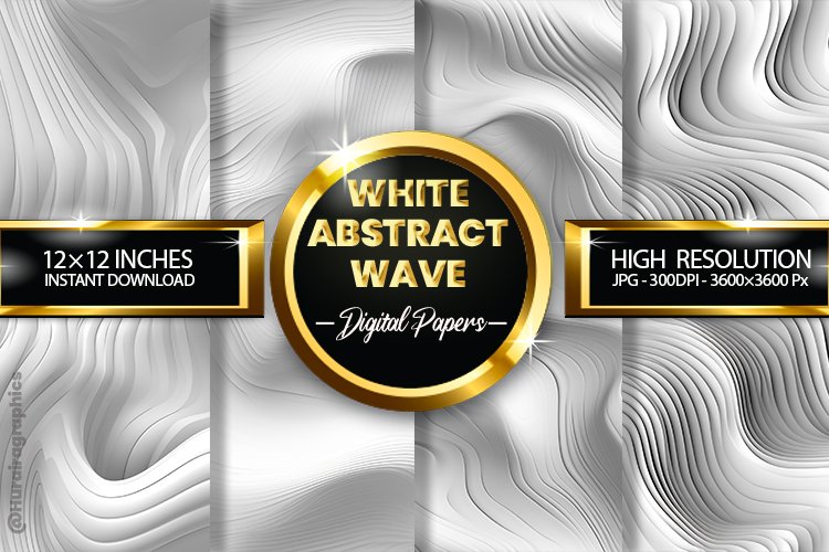 White Abstract Wave Digital Papers - 04 Variations (3654665)