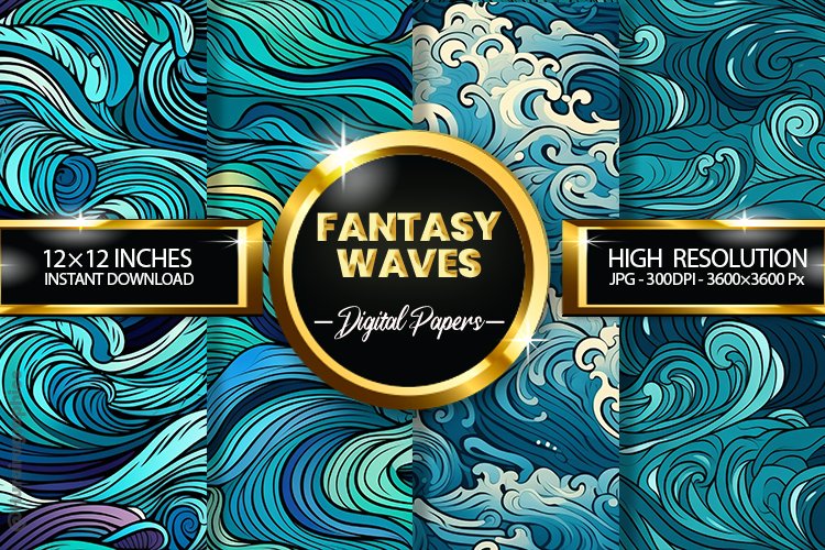 Fantasy Waves Digital Papers - 04 Variations (3519028)