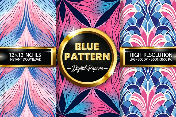 Blue Pattern Digital Papers - 04 Variations (3523512)