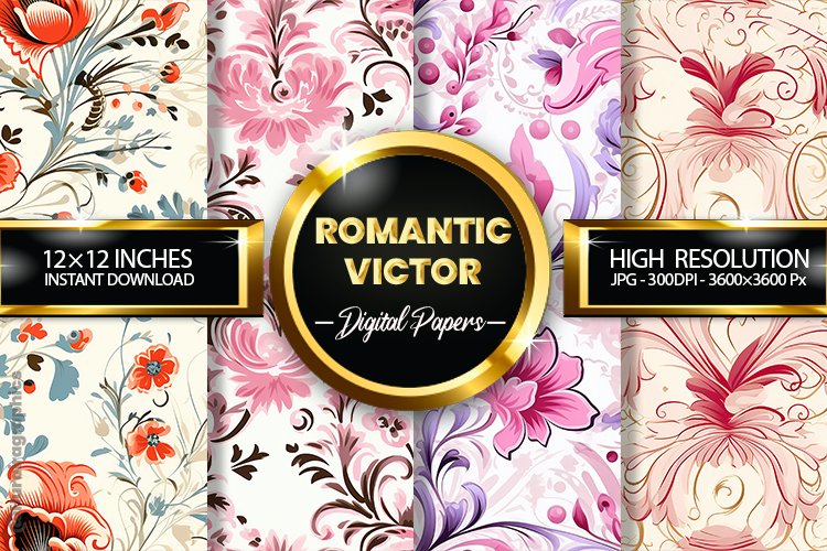 Romantic Victor Digital Papers - 04 Variations (3589461)