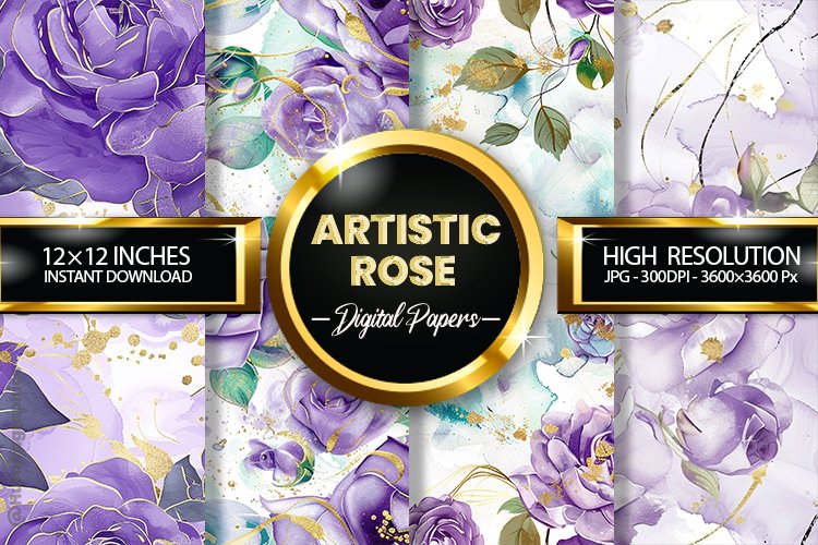 Artistic Rose Digital Papers - 04 Varitions (3936146)