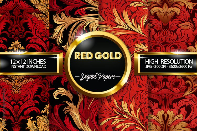 Red Gold Digital Papers - 04 Variations (3589137)