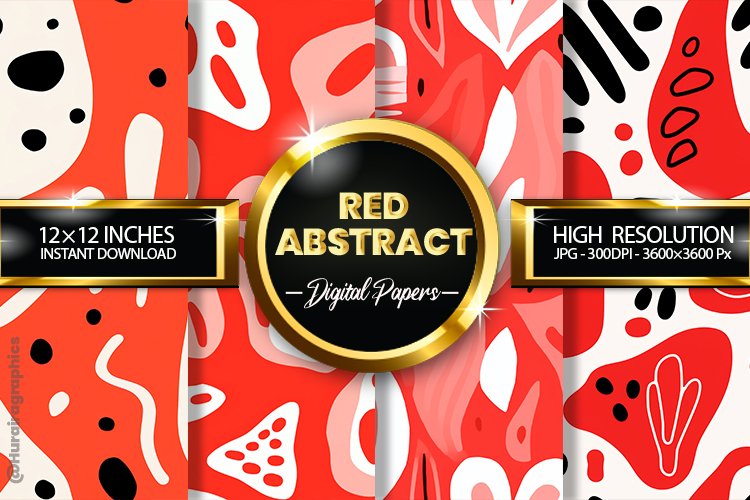 Red Abstract Digital Papers - 04 Variations (3589099)