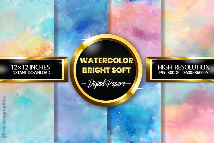 Watercolor Bright Soft Digital Papers - 04 (3636503)