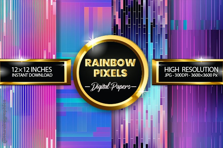 Rainbow Pixels Digital Papers - 04 Variations (3588982)