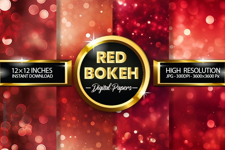 Red Bokeh Digital Papers - 04 Variations (3807192)