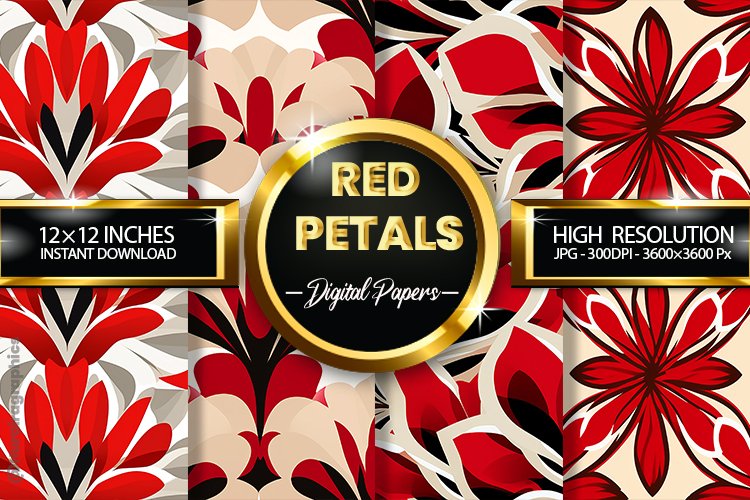 Red Petals Digital Papers - 04 Variations (3589167)