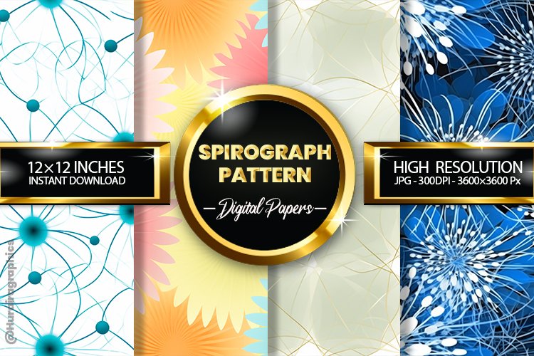 Spirograph Pattern Digital Papers - 04 Variations (3596418)