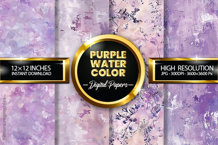 Purple Watercolor Digital Papers - 04 Variations (4026761)