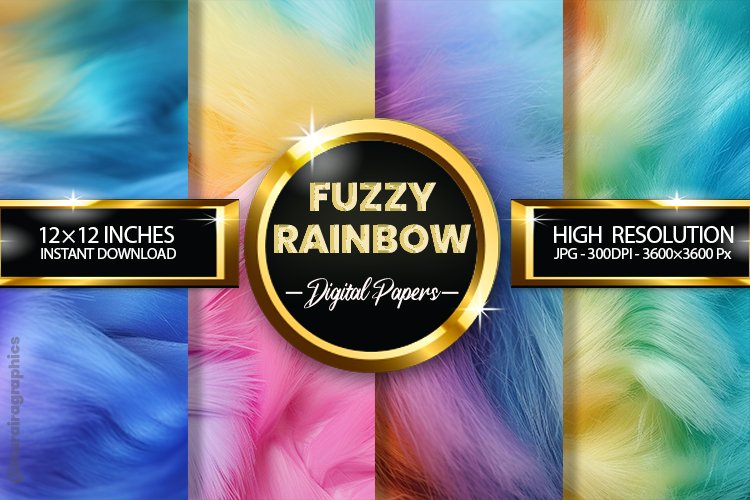 Fuzzy Rainbow Digital Papers - 04 variations (4026230)
